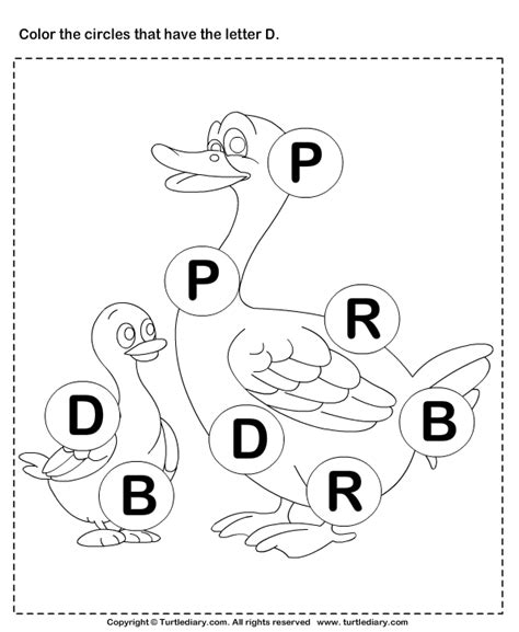 Identifying Letter D Worksheet Turtle Diary