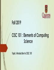 Introduction To CISC Pdf Fall CISC Elements Of Computing Science Topic