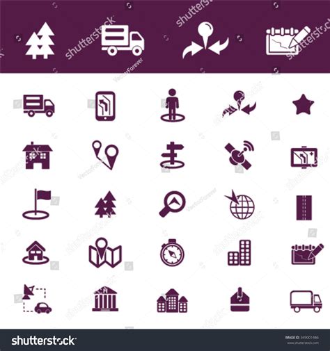 Navigation Route Map Navigator Icons Signs Stock Vector Royalty Free 349001486 Shutterstock