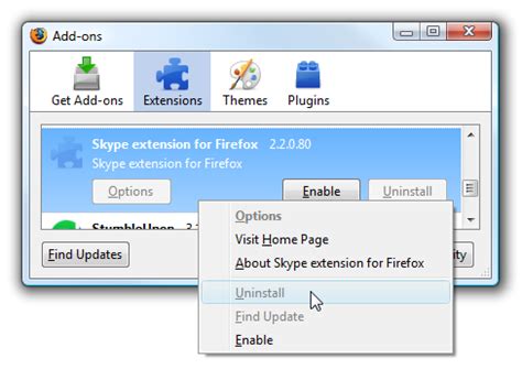 Manually Remove Skype Extension From Firefox