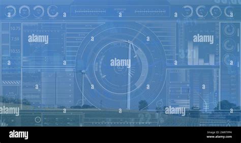 image of data with hud processing on digital interface over wind