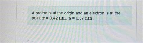 Solved A Proton Is At The Origin And An Electron Is At The Chegg Com