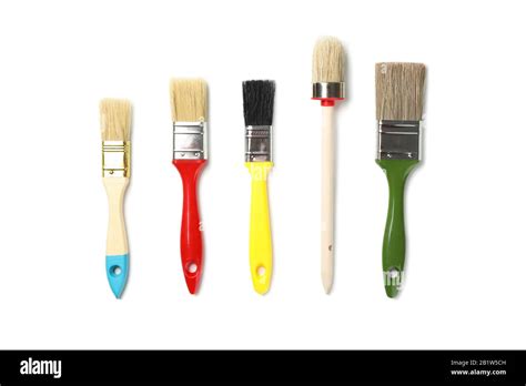 Different Paint Brushes Isolated On White Background Stock Photo Alamy