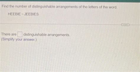 Solved Find The Number Of Distinguishable Arrangements Of
