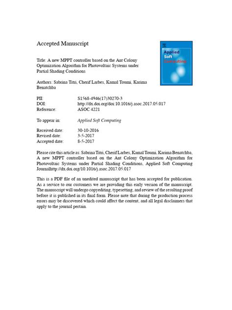 ant colony optimization pdf photovoltaic system photovoltaics