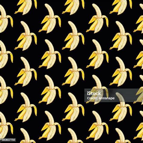 노란색 3d 과일 바나나와 벡터 배경 원활한 패턴 블랙 바나나에 대한 스톡 벡터 아트 및 기타 이미지 바나나 0명 건강관리와 의술 Istock