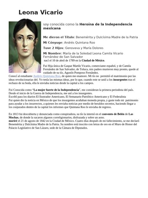 Leona Vicario Auto Biografia Pdf Historia