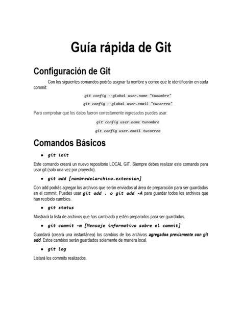Guía Rápida De Git Día 0 Pdf Software Del Sistema Informática