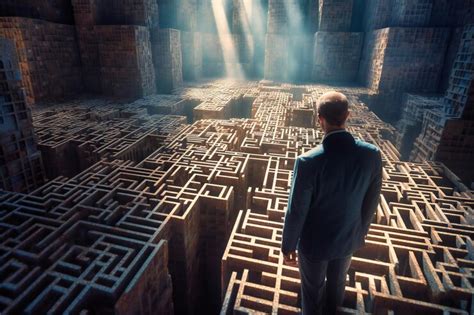 Premium Ai Image Businessman Skillfully Navigating Through A Maze Of Corporate Challenges