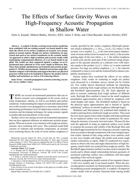 Pdf The Effects Of Surface Gravity Waves On High Frequency Acoustic Propagation In Shallow Water