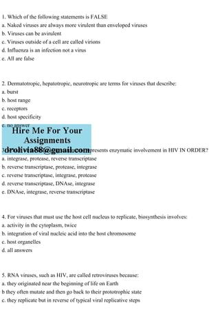 1 Which Of The Following Statements Is FALSEa Naked Viruses Are Pdf