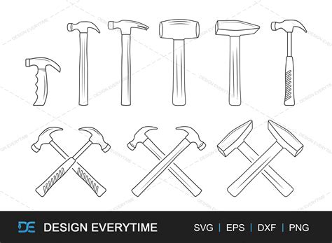 Hammer Outline Svg Bundle Hammer Svg Graphic By Designeverytime