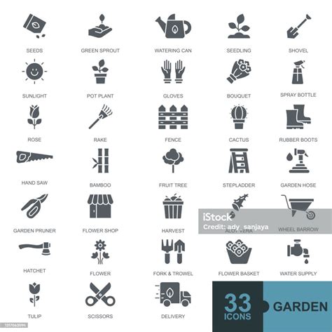 Flower And Gardening Elements Minimal Thin Line Glyph Filled Color Web Icon Set Outline Icons