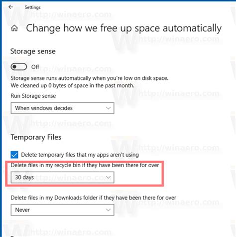 Change Days After Which To Empty Windows Recycle Bin