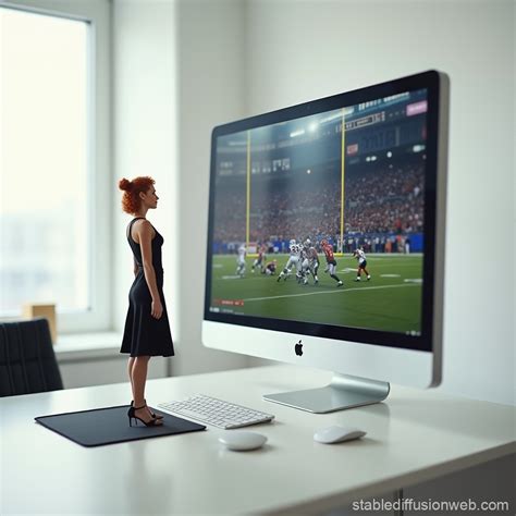 Tiny Woman Amidst Enormous Office Stable Diffusion Online