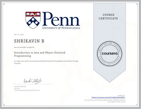 Shrikavin B On Linkedin Coursera Javaprogramming Universityofpennsylvania