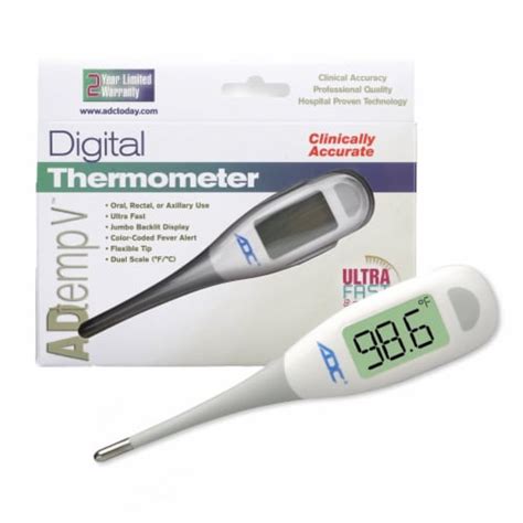 Adtemp Oral Rectal Digital Thermometer Stick Lcd Display N Each
