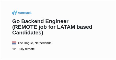 go backend engineer remote job for latam based candidates vanhack