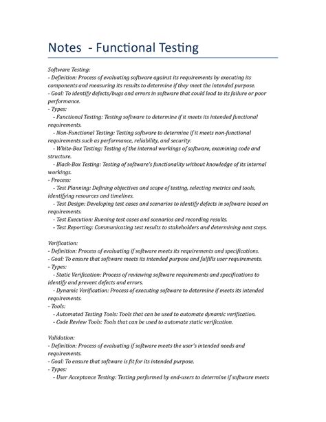 Lecture Notes Functional Testing Notes Functional Testing