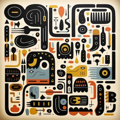 Premium Photo Abstract Geometric Art Design Retro Style Doodle Poster