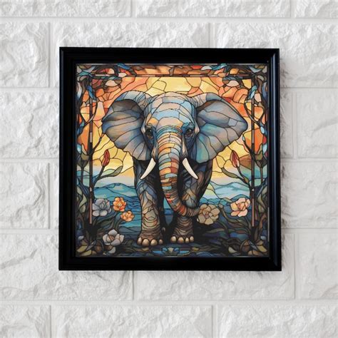 Stained Glass Elephant Cross Stitch Pattern Full Coverage Pdf Etsy