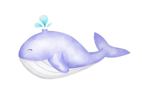 Ilustração Em Aquarela De Baleia Fofa Desenhada à Mão Vetor Premium