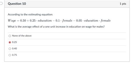 Solved According To The Estimating Equation Wage