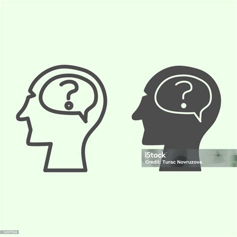 아이디어 라인과 단색 아이콘입니다 아이디어 물음표 윤곽 스타일 그림 흰색 배경에 인간의 머리 모바일 컨셉과 웹 디자인에 대한