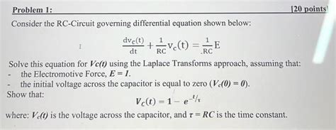 Solved Consider The RC Circuit Governing Differential Chegg Com