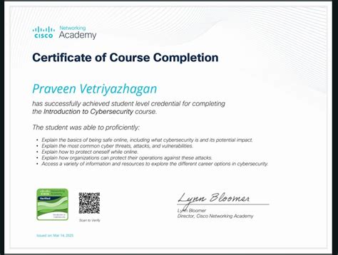 Cybersecurity Learningjourney Cisconetworkingacademy Praveen Vetriyazhagan