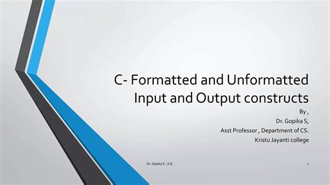 C Formatted And Unformatted Input And Output Constructs PPTX Programming Languages Computing