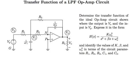 Solved Transfer Function Of A Lpf Op Amp Circuit Transfer