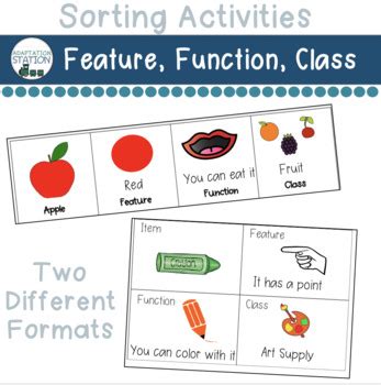 Feature Function And Class Sorting Activities By Adaptation Station