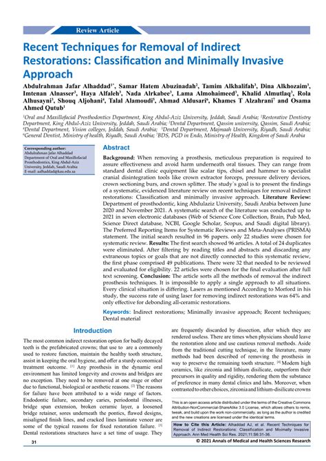 Pdf Recent Techniques For Removal Of Indirect Restorations Classification And Minimally Pdf Recent Techniques For Removal Of Indirect Restorations Classification And Minimally