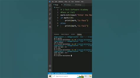 Pass Or Fail Program Using Python Shortsfeed Shorts Shortvideo