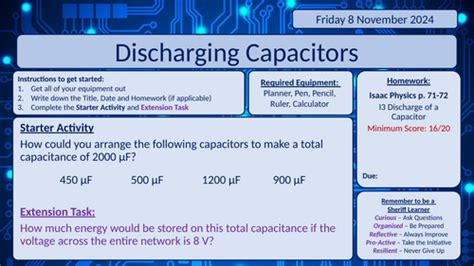 Discharging Capacitors Lesson Teaching Resources