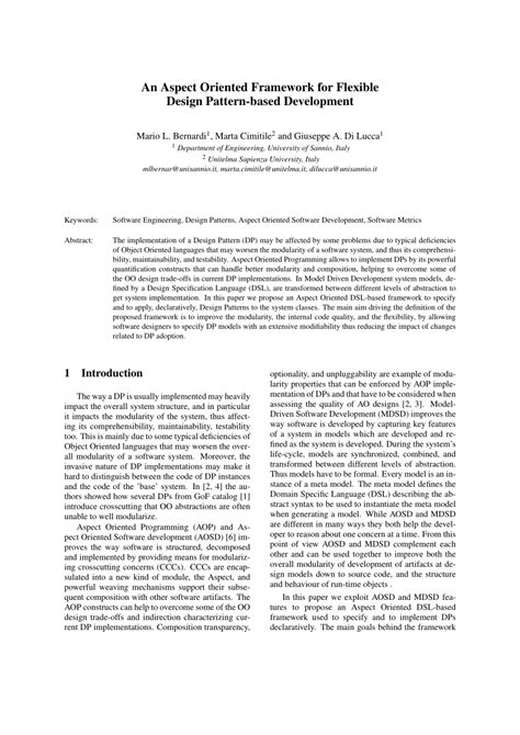 pdf an aspect oriented framework for flexible design pattern based