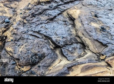 Amazing Basalt Rock Structures At Endless Black Beach Of Iceland Stock