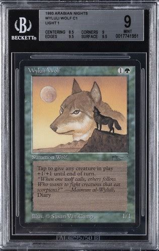 1993 Magic The Gathering Arabian Nights Light 1 C1 Wyluli Wolf Bgs 9
