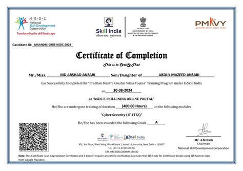 Arshad Ansari On Linkedin Cybersecurity Certification Pmkvy