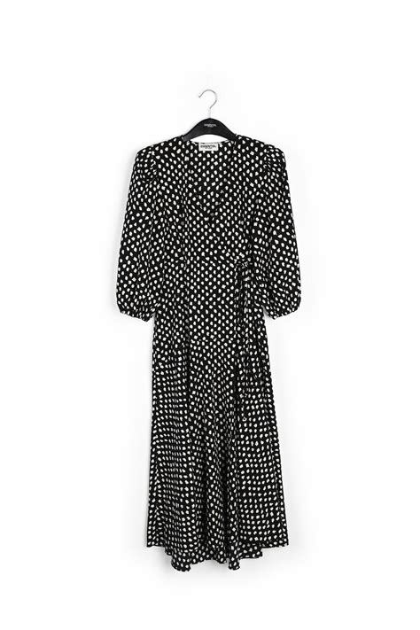 Black Polka Dot Wrap Maxi Dress