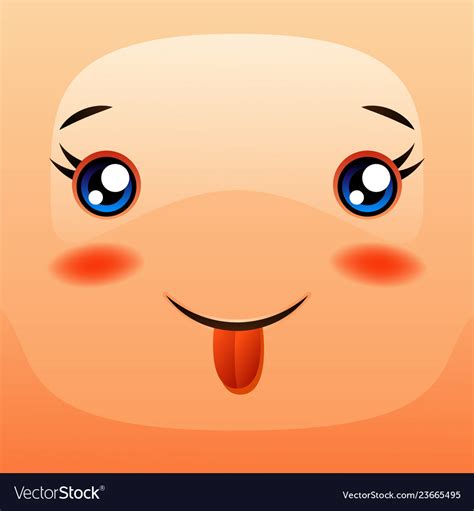 Kawaii Cute Face Funny Smiling Muzzle Royalty Free Vector