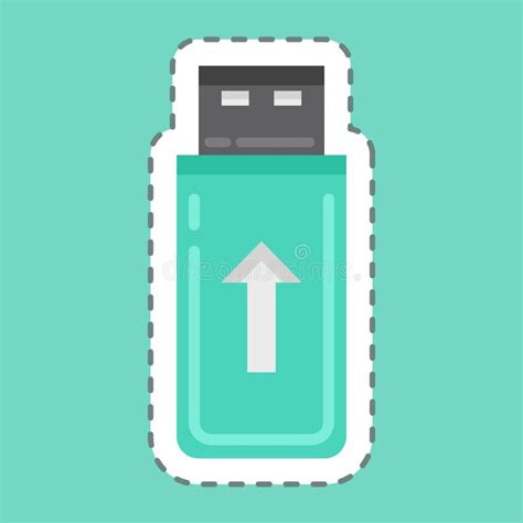 Sticker Line Cut Flashdisk Suitable For Computer Components Symbol Simple Design Editable