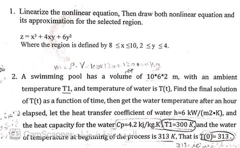 solved 1 linearize the nonlinear equation then draw both