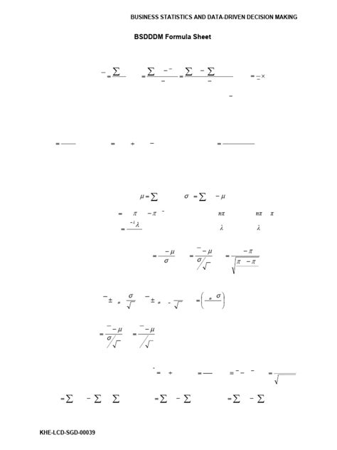 Qa Formula And Stats Table Pdf Statistics Statistical Analysis