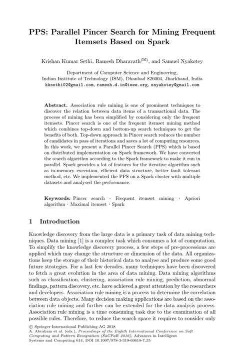 pdf pps parallel pincer search for mining frequent itemsets based on