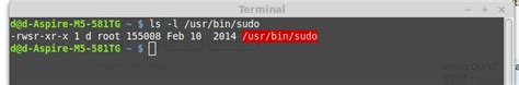 command line a file usr bin sudo highlighted with red in terminal