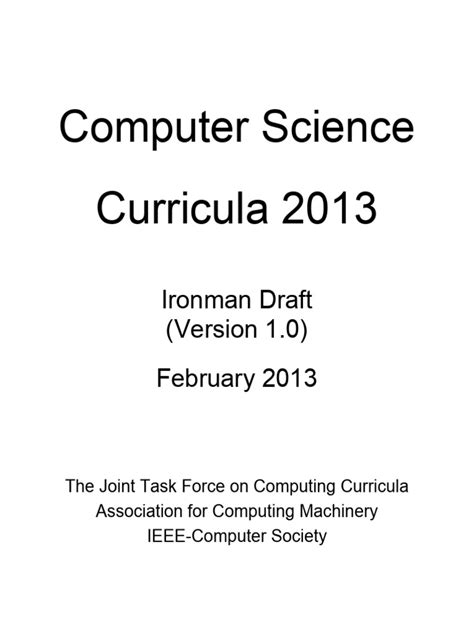 Draft 2013 Computer Science Curricula 2013 Pdf Curriculum