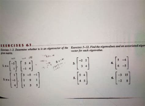 Solved Exencises 1 2 Determine Whether X Is An Eigenvector