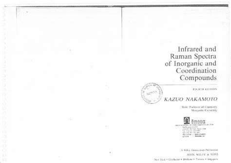 Infrared And Raman Spectra Of Inorganic And Coordination Compounds By Kazuo Nakamoto Pdf